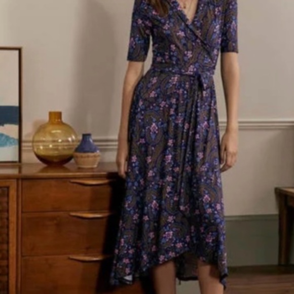 Boden | Dresses | Boden Lavinia Wrap Dress Sz 4r French Navy Floral ...